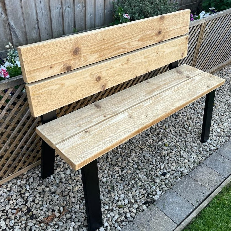 Reclaimed Scaffold Board Outdoor Bench Top with Legs – The Scaff Shop