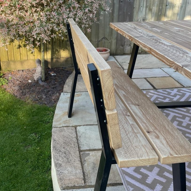 Reclaimed Scaffold Board Outdoor Bench Top with Legs – The Scaff Shop